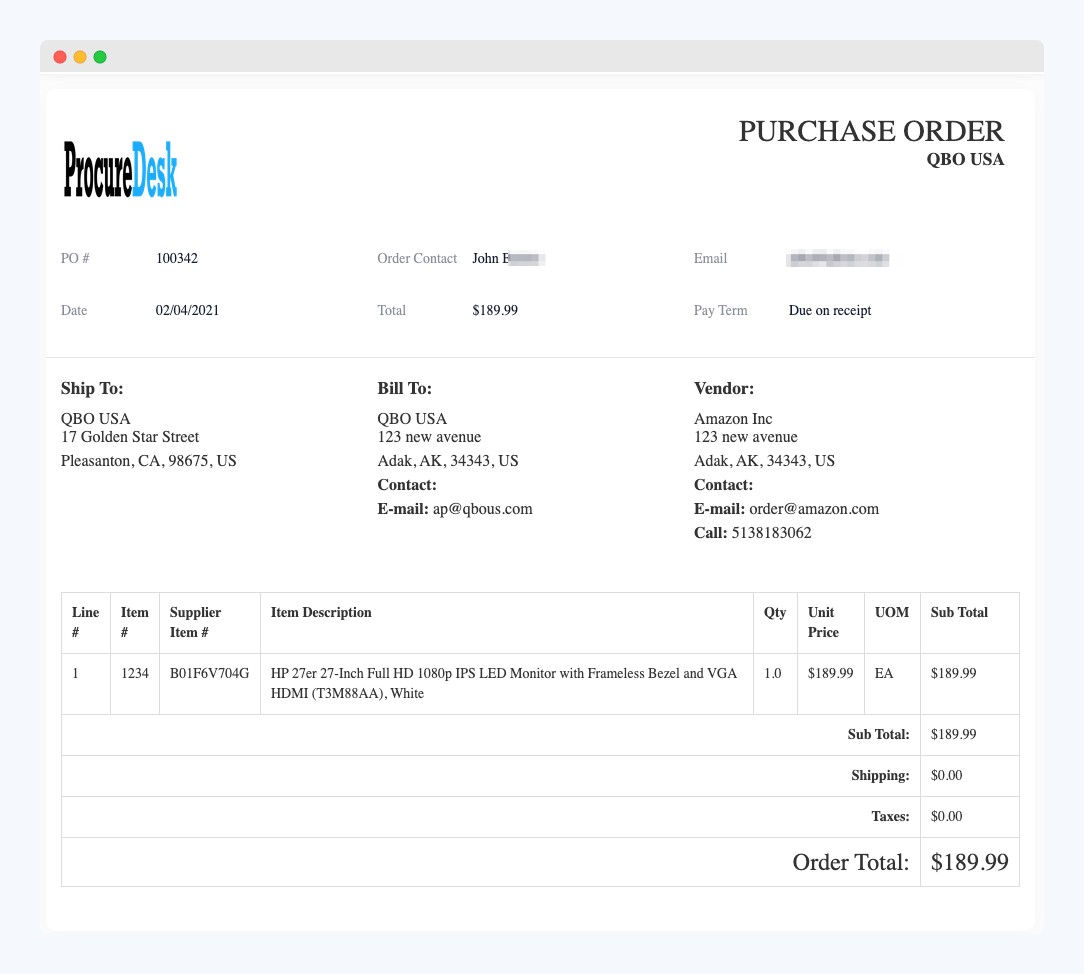 Purchase Order System | Purchasing order system