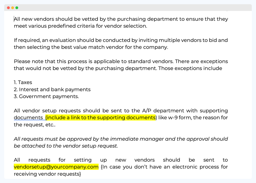 Purchase order policy for nonprofit