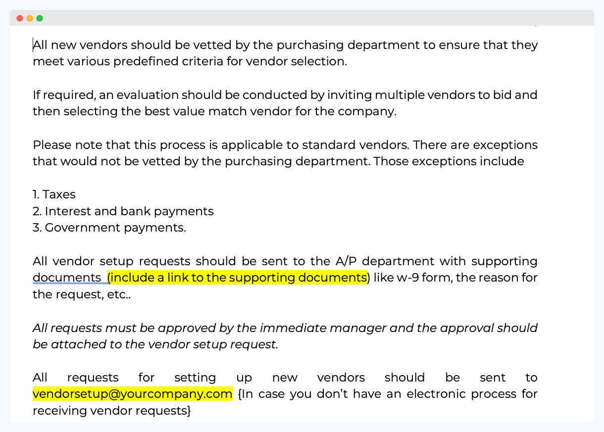 Purchase order policy for nonprofit